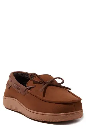 DEARFOAMS Pierce Faux Shearling Moccasin Slippers - Chestnut