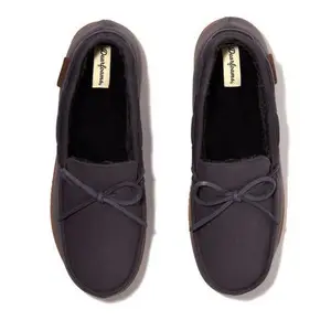 DEARFOAMS Pierce Microsuede Moccasin Slipper - Pavement