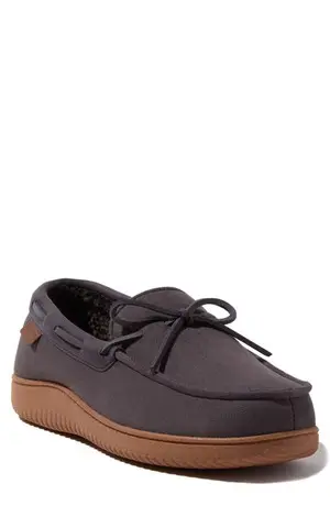 DEARFOAMS Pierce Faux Shearling Moccasin Slippers - Pavement