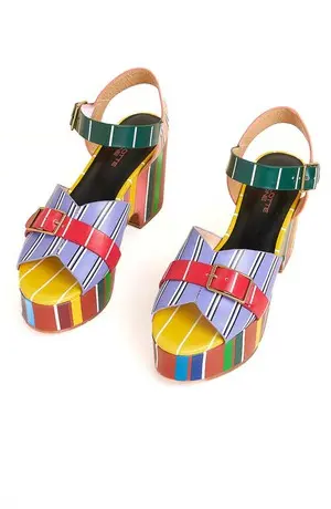 Charlotte Stone Raf Platform Sandal Columbia Stripe