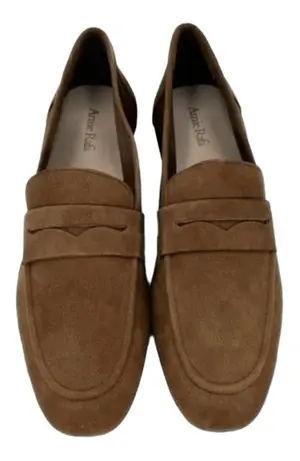 AMIE RAFA Leather Tennis Loafers - Taupe Suede
