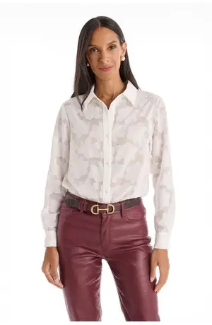 THE NOLI SHOP Stelle Floral Lace Button-up Top - White