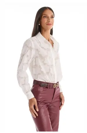 THE NOLI SHOP Stelle Floral Lace Button-up Top - White