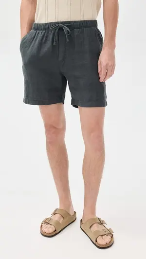 Faherty Brand Essential Linen Shorts - Washed Black