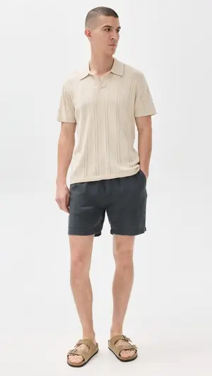 Faherty Brand Essential Linen Shorts - Washed Black