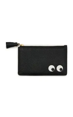 ANYA HINDMARCH Eyes Zipped Leather Card Case - Black
