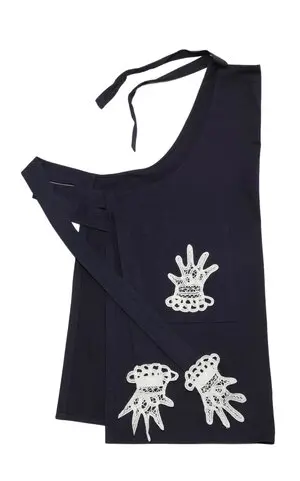 GOHAR WORLD Full Hands Lace-embroidered Apron - Navy