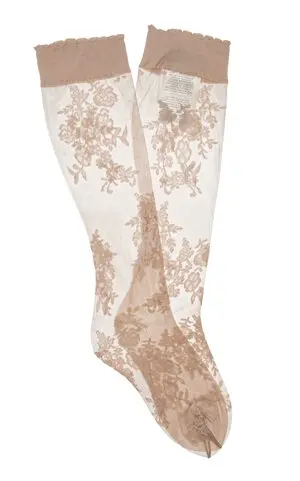 Valentino Garavani Floral Patterned Lace Tights - Brown