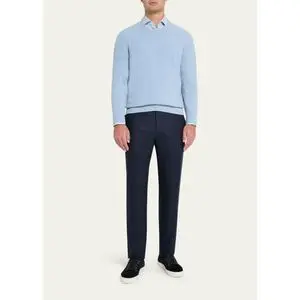 Brunello Cucinelli Cashmere English Rib Crewneck Sweater - Blue