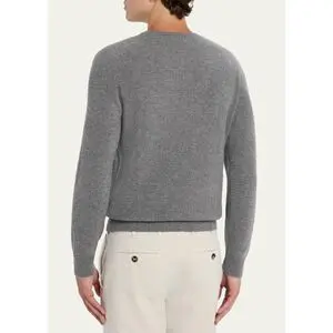 Brunello Cucinelli Cashmere English Rib Crewneck Sweater - Blue