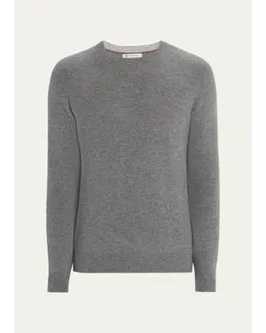 Brunello Cucinelli Cashmere English Rib Crewneck Sweater Slate