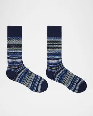 Paul Smith Piqué Signature Stripe Crew Socks Navy