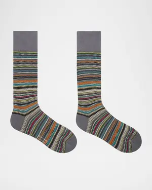 Paul Smith Piqué Signature Stripe Crew Socks Slate