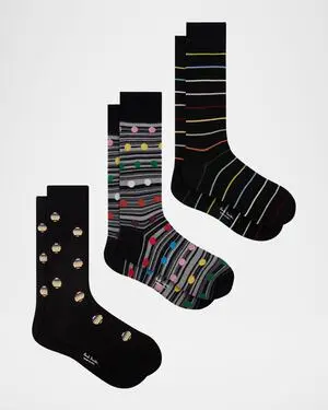 Paul Smith Seasonal Multi-Pattern Crew Socks - 3 Pack 1a_mixed Plate 1