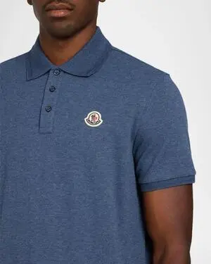 Moncler Apos;s Chest-logo Pique Polo Shirt - Navy