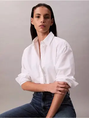 Calvin Klein Boxy Cropped Button-down Shirt - Brilliant White