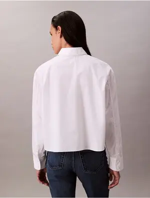 Calvin Klein Boxy Cropped Button-down Shirt - Brilliant White
