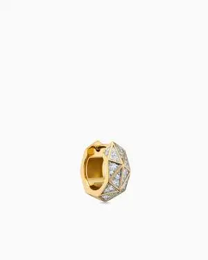 David Yurman Faceted Hoop Earring In 18k Yellow Gold - Diamond