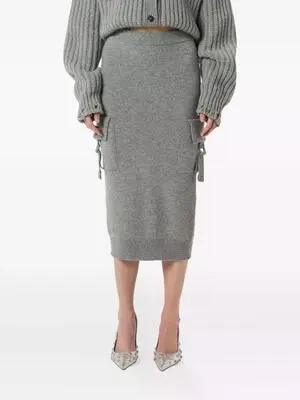 Blumarine Cargo-pockets Wool Midi Skirt - Grey