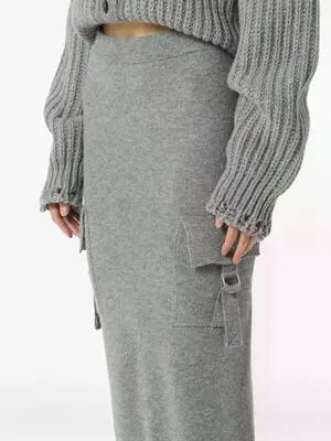 Blumarine Cargo-pockets Wool Midi Skirt - Grey