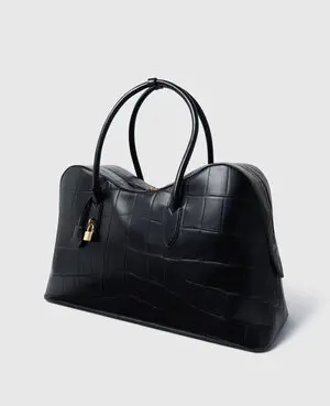 Stella McCartney Ryder Crocodile-embossed Weekender Bag - Black