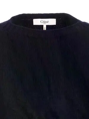 Chloé Crew-neck Patch-logo Sweater - Blue