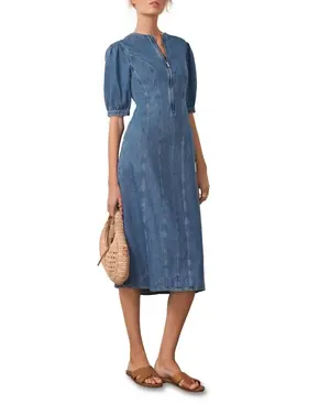 Mint Velvet Denim Zip Midi Dress