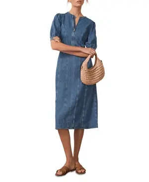 Mint Velvet Denim Zip Midi Dress