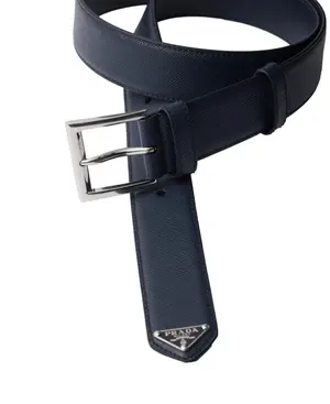 Prada Saffiano Leather Belt - Blue