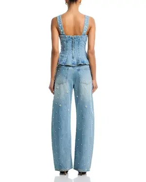 Steve Madden Fiorella Embellished Denim Top
