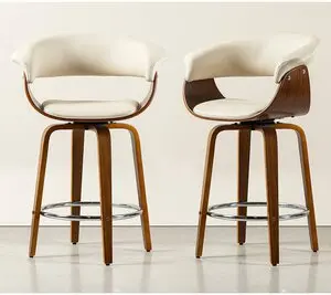 GLITZHOME Mid-century Leatherette Swivel Counter Stools S/2