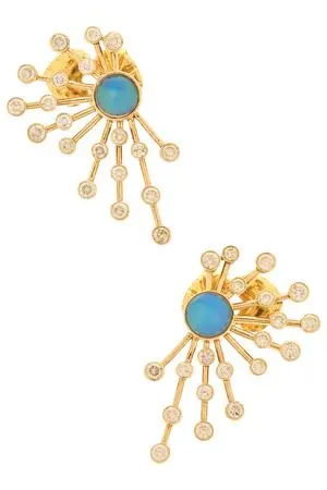 Siena Jewelry Diamond Opal Earrings - 14k Yellow Gold  Opal  & Diamond