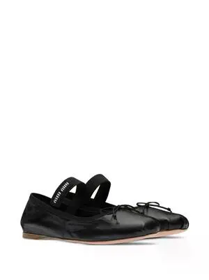 Miu Miu Logo-patch Ballerina Shoes - Black