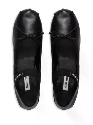 Miu Miu Logo-patch Ballerina Shoes - Black