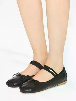 Miu Miu Logo-patch Ballerina Shoes - Black