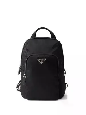 Prada Re-nylon Triangle Logo Backpack - Black