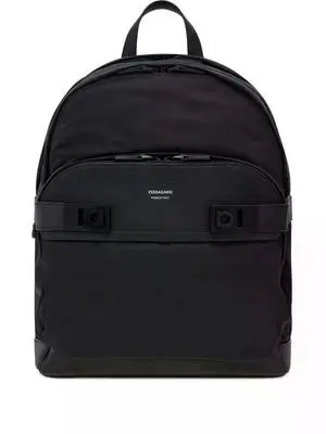 FERRAGAMO Leather-trim Backpack - Black