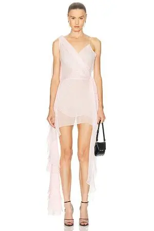 LAQUAN SMITH Asymmetrical Ruffled Mini Dress