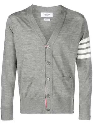 Thom Browne 4-bar Stripe Wool Cardigan - Grey