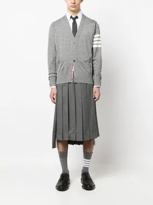 Thom Browne 4-bar Stripe Wool Cardigan - Grey