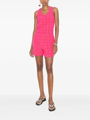 Tory Burch Cotton Logo Shorts - Fuchsia