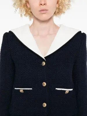 SELF-PORTRAIT Bouclé Short Jacket - Blue
