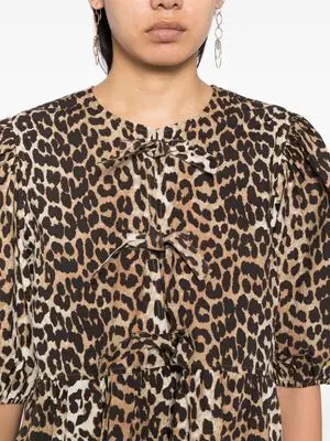 GANNI Organic Cotton Mini Dress - Brown