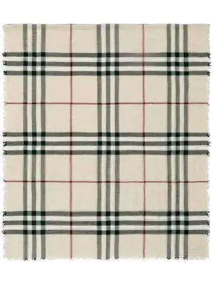 Burberry Giant Check Wool Scarf Cream