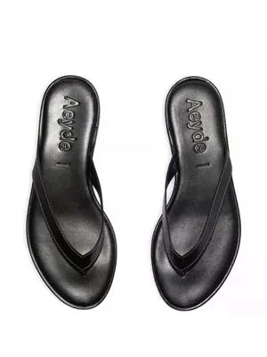 AeydĒ Melody Leather Thong Sandals - Black