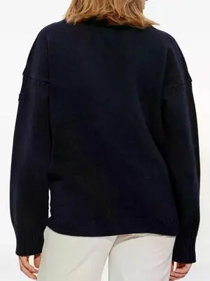 Chloé Crew-neck Sweater With Patch Logo - Blue