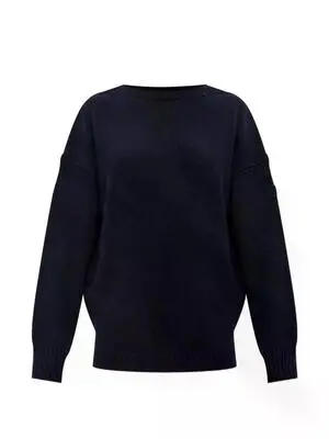 Chloé Crew-neck Sweater With Patch Logo - Blue