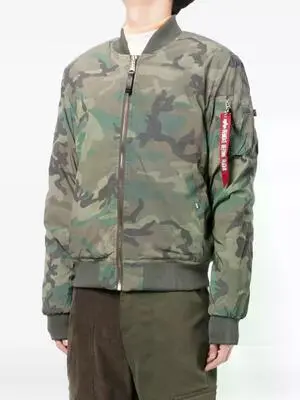 Alpha Industries Camouflage Zip-up Bomber Jacket - Green