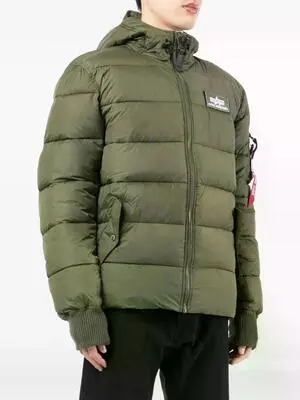 Alpha Industries Hooded Quilted Jacket - Green