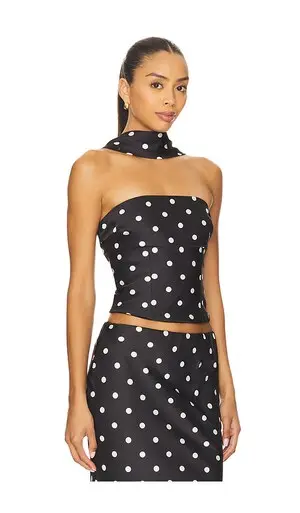 RUNAWAY THE LABEL Blaine Top - Black Polka